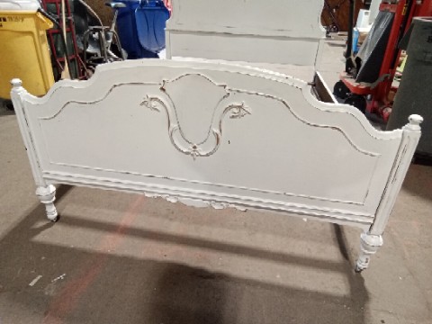 Antique White Solid Wood Bed Frame (Full Size) - Construction Junction