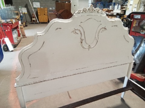 Antique White Solid Wood Bed Frame (Full Size) - Construction Junction