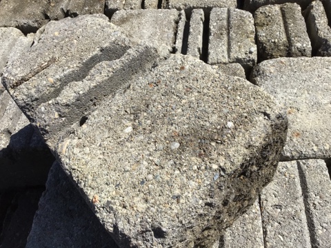Block - Concrete Solid Drilled w/Grooves Gray Exposed Aggregate ...