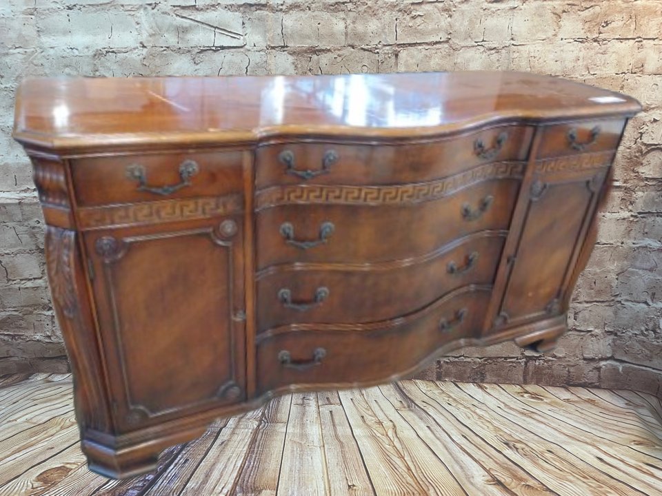 Buffet - Sideboard - 6 Drawer 2 Door Buffet w/ Greek Key Design ...