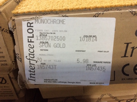 Carpet Tile - InterfaceFLOR - Glas Bac , Spun Gold 1 Box 50 Sqft ...