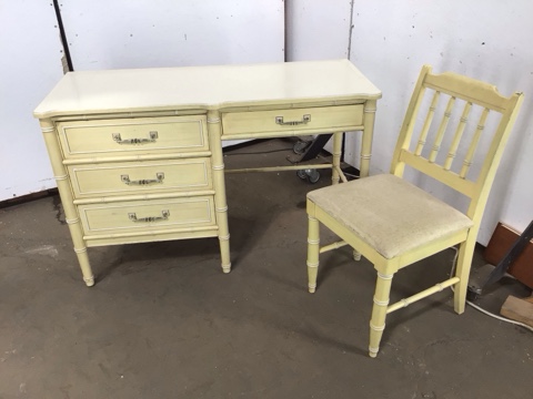 Desk - Henry Link - Bali Hai Faux Bamboo , Left Hand W/ Chair ...