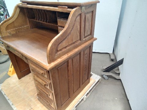 Desk - Riverside Oak Creek Roll Top With Right Side Drawers ...