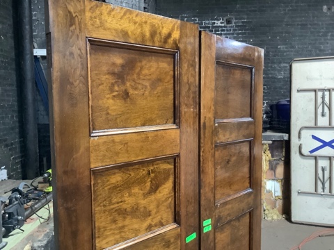 Door Specialty - Double - Set A, 4 Panels Maple Veneer Dark Stain ...