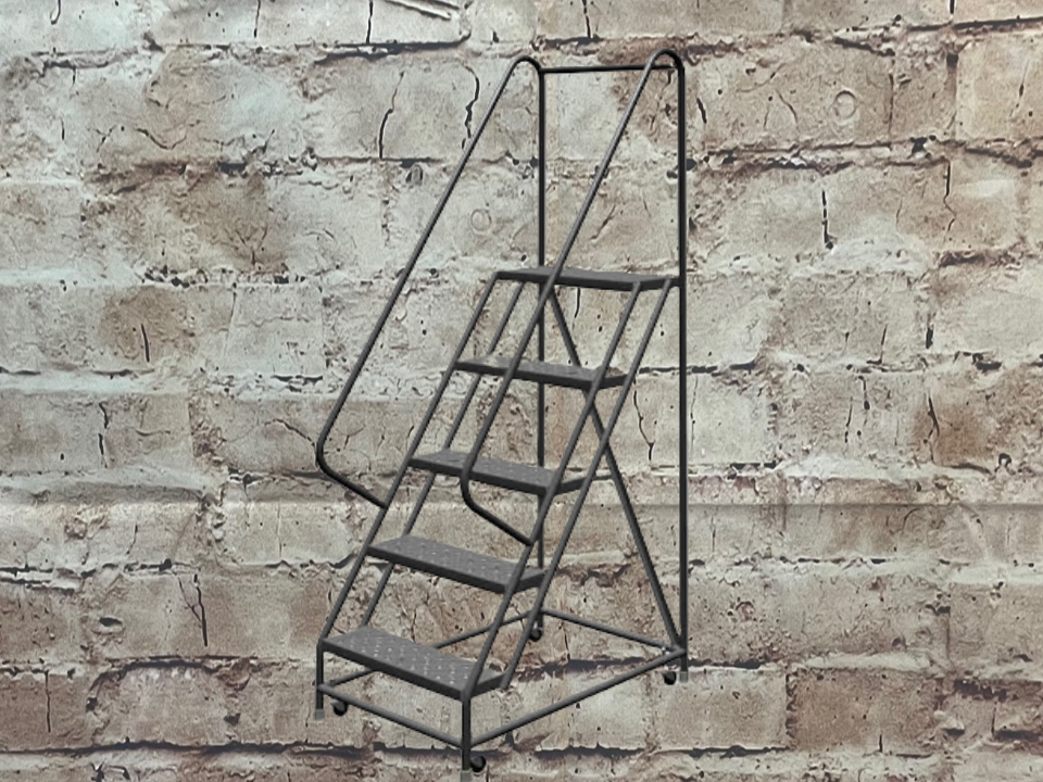 Hardware - Triarc - 5 Step Rolling Safety Ladder , Steel - Construction ...