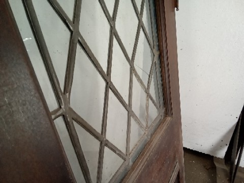 Leaded Glass - Diamond Pattern Partial Glass Door (Damaged ...