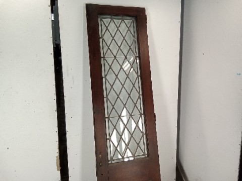 Leaded Glass - Diamond Pattern Partial Glass Door (Damaged ...