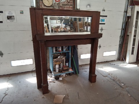 Mantel - Sears and Robuck Solid Oak w/ Bevelled Glass Mirror (Antique ...