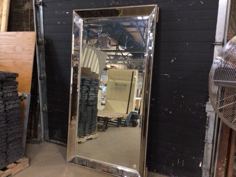 Mirror - Large Beveled Glass W/ Mirrored Frame - Construction Junction