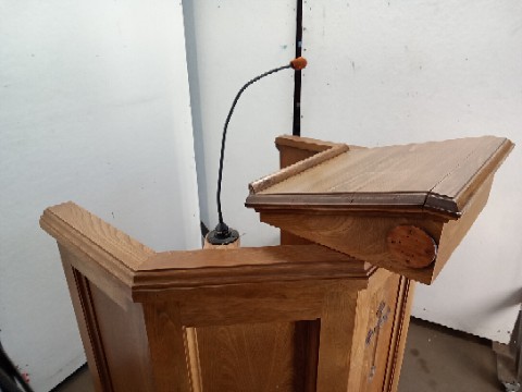 Podiums - Solid Oak Pulpit With Microphone - Construction Junction