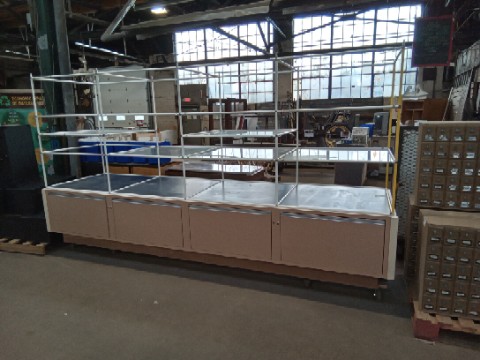 Retail Fixture - Shelving Unit w/Metal Grid and Glass Shelves ...