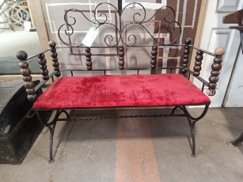 Seating Bench - Wrought Iron - Upholstered (Vintage) - Construction ...
