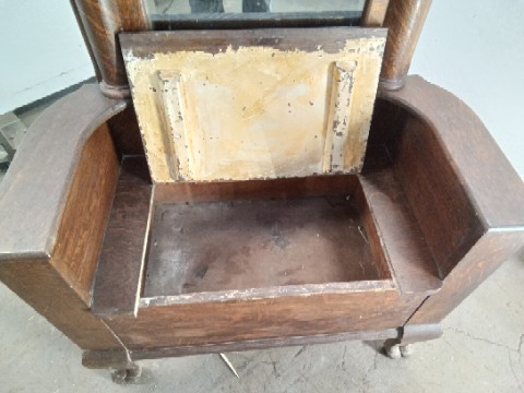 Seating Chair - Quarter Sawn Oak Hall Tree Coat Rack and Storage ...