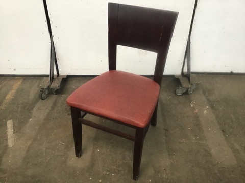Seating Dining Chair - Commercial Panel Back Wooden Dark Finish w/Red ...