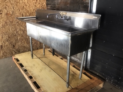 Sink - John Boos - 3 Compartment Dishwashing Sink w/Faucet - Stainless ...