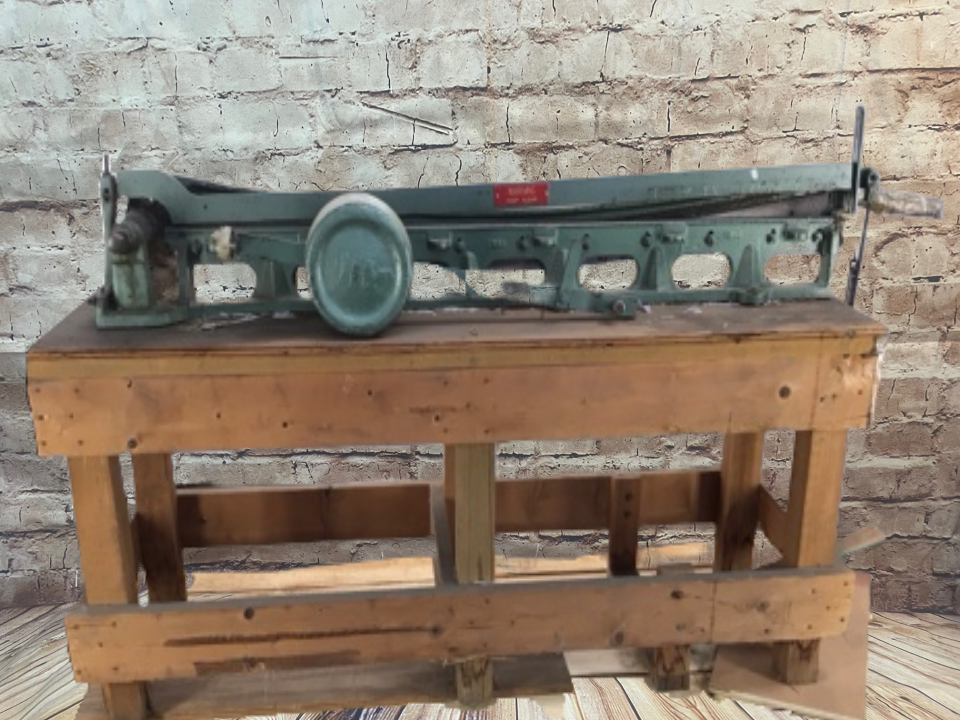 Specialty Reclaimed - Davis Standard - 60in Board Shear , Wooden Stand ...