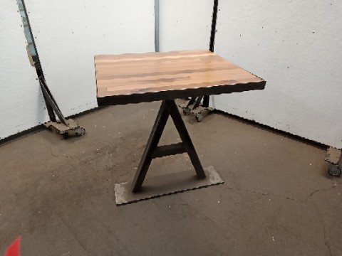 REDUCED Steel and Wood Stave Table - Construction Junction