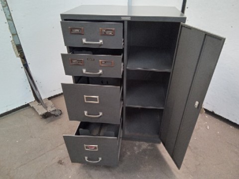 Steel Master File Cabinet With Card Catalog And Storage (Vintage ...