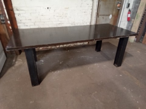 Table - Large Wood and Steel Rectangular - Construction Junction