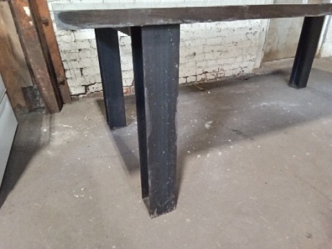 Table - Large Wood and Steel Rectangular - Construction Junction