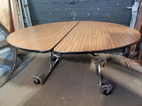 Table - Rolling Round Folding Table - Construction Junction