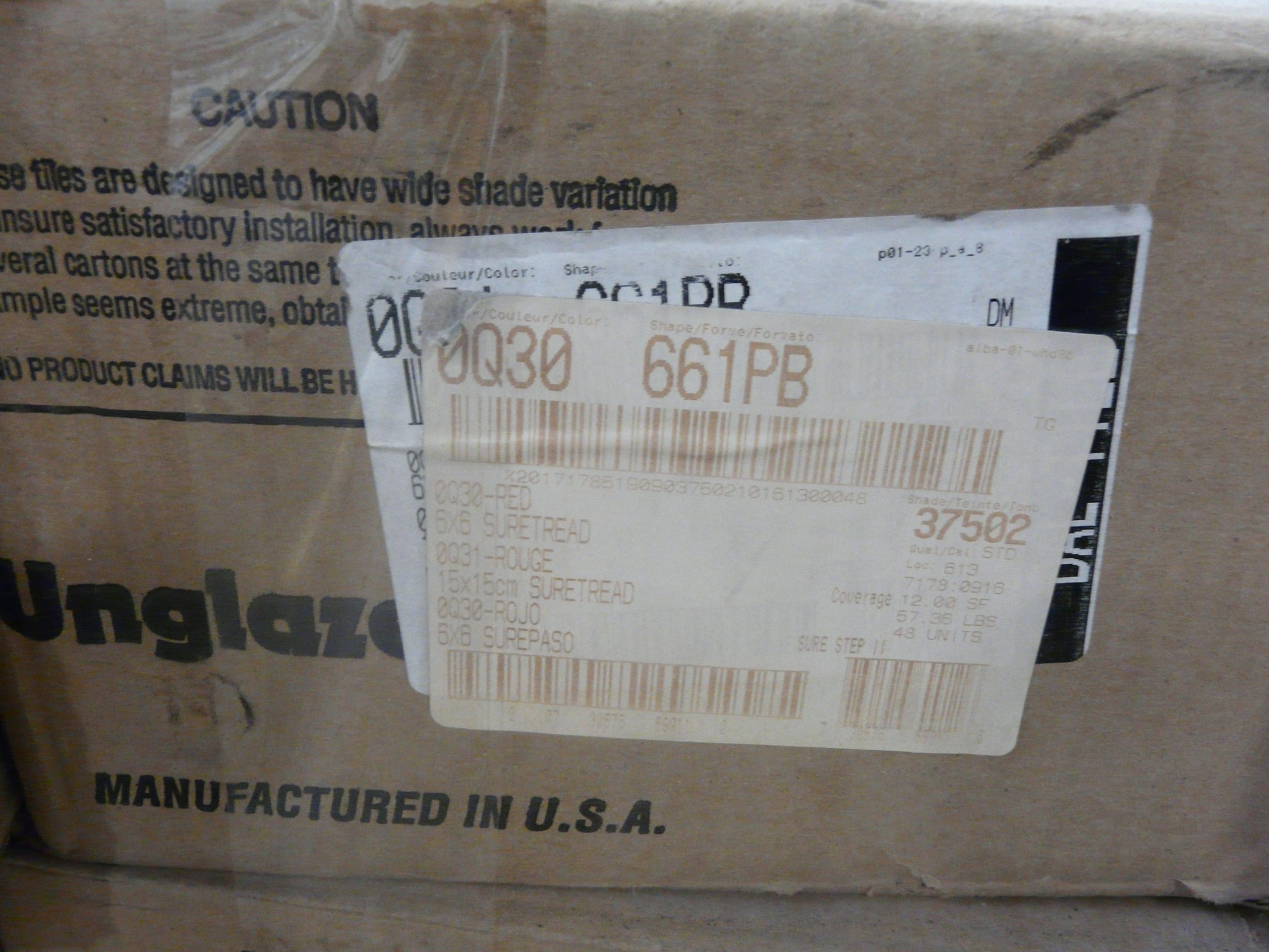 Tile Ceramic - Suretread Quarry TIle 6x6 130sqft (Surplus ...