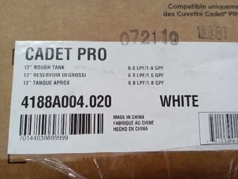 Toilet - American Standard Cadet Pro Tank 4188A004.020 (Surplus ...